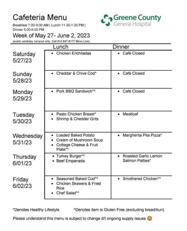GCGH cafeteria announces dine-in & carry-out is back for general public ...